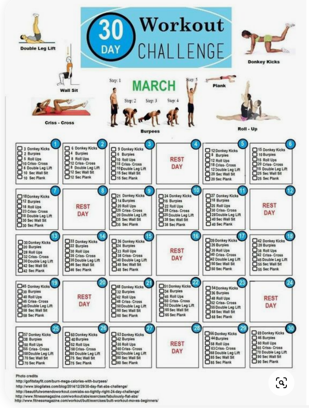 Printable 30 Day Workout Challenge Printable Calendars At A Glance